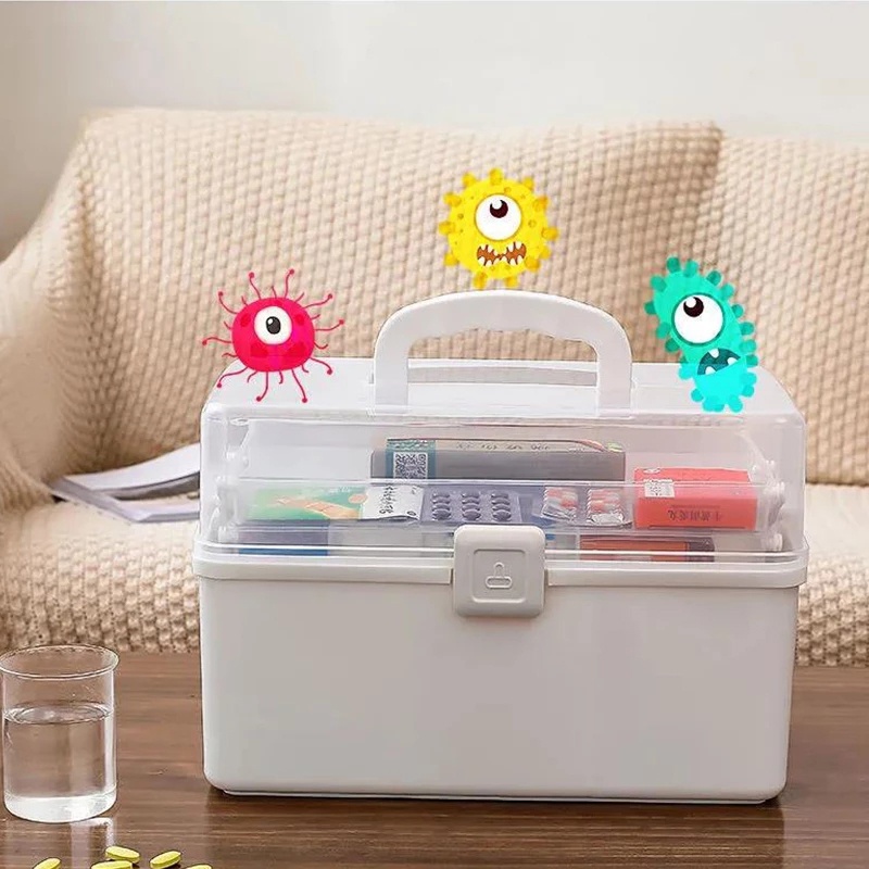 Large Capacity Family Medicine Organizer Box Portable First Aid Kit ...