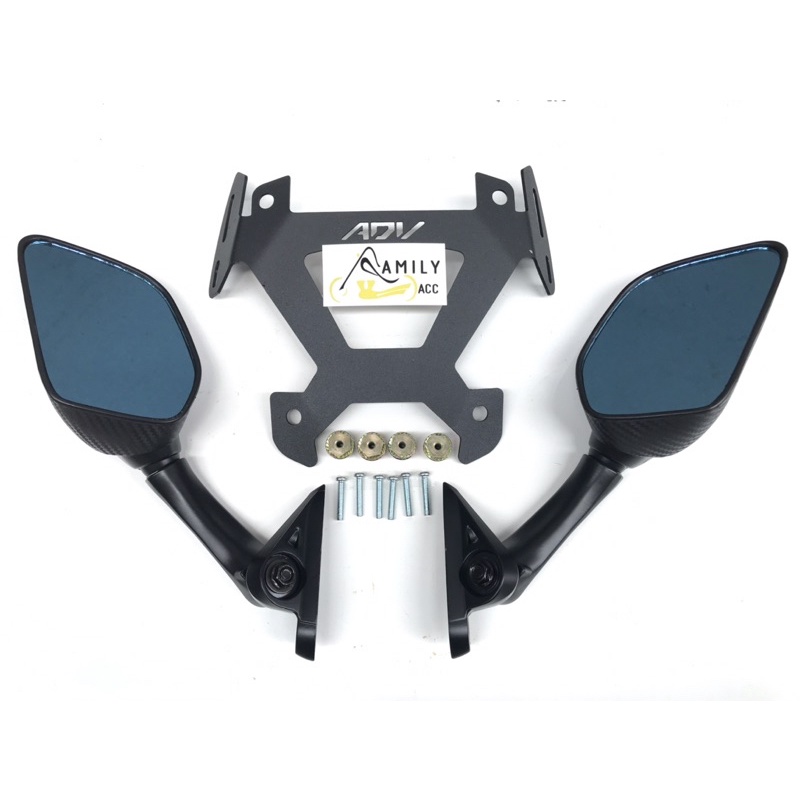 Mirror R25 Short Blue Glass ADV 160+bracket SERPO WINDSHIELD PNP HONDA ...