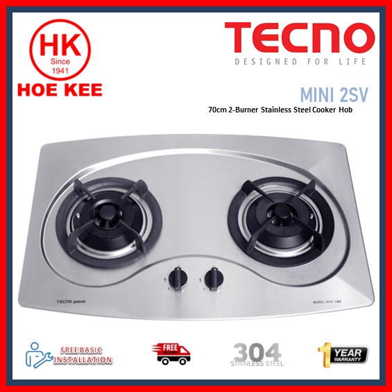 Tecno MINI 2SV 70cm 2-Burner Stainless Steel Cooker Hob | Shopee Singapore