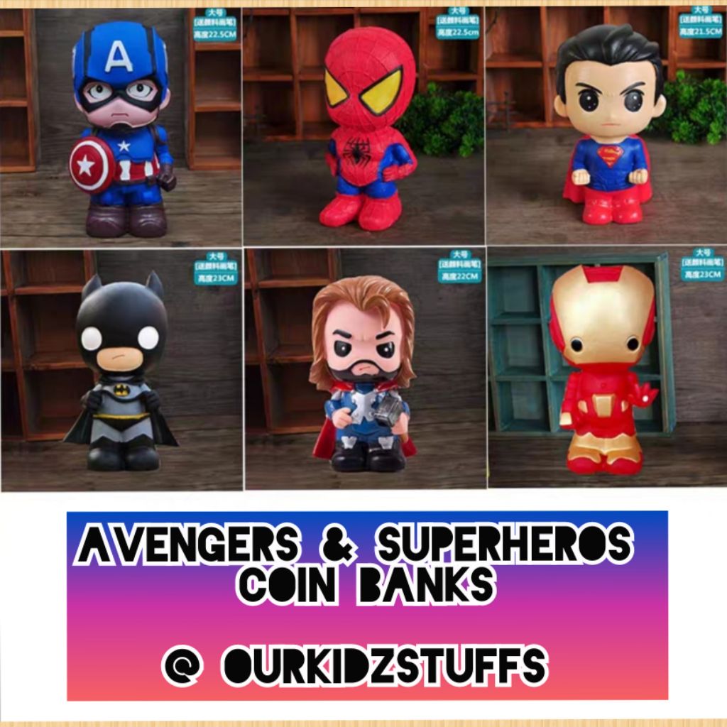 Children's DIY Superhero Avenger Marvel Coin Bank Painting (Large ...