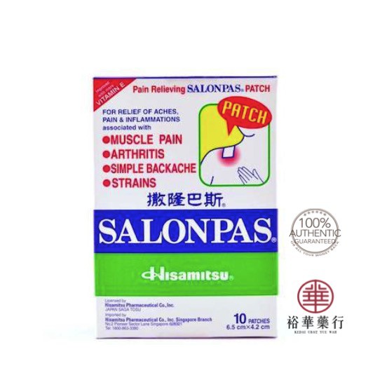 EXP 10/24 】Hisamitsu Salonpas Patch -10 Patches (6.5CM x 4.2CM ...