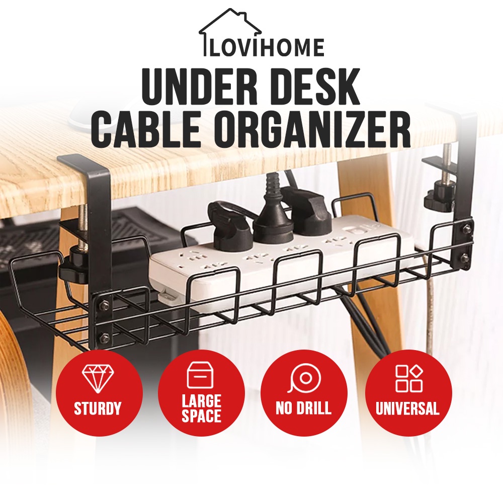 SG Under Desk Cable Organizer - Home Office Table Organiser Wire Plug ...