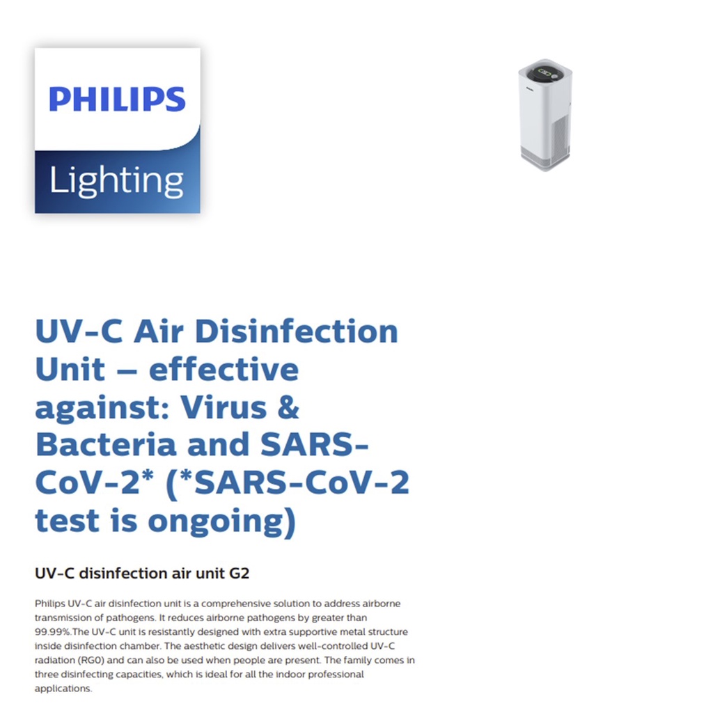 Philips UV-C Disinfection Air Unit | Air Cleaner A010 - using UV-C ...