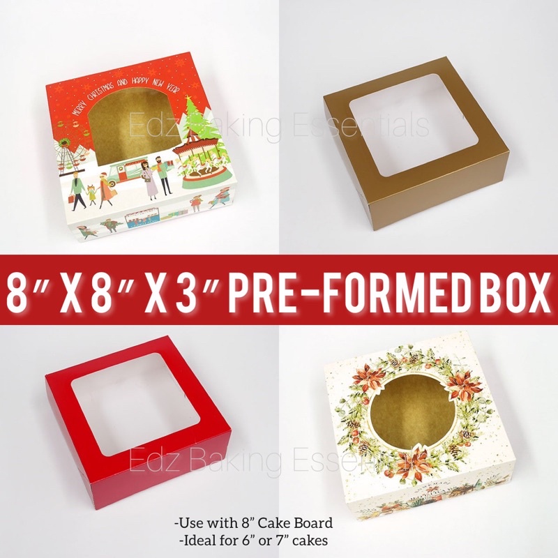 Cake Box 8′′ x 8′′ x 3′′ Pre-Formed Box 20s/5s (RM Boxes) | Shopee ...