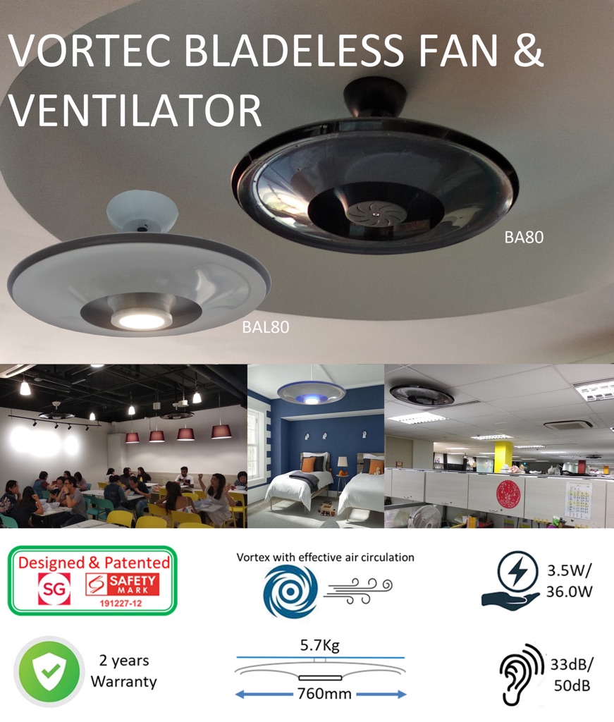 Vortec Bladeless Ceiling Fan & ventilator | Shopee Singapore