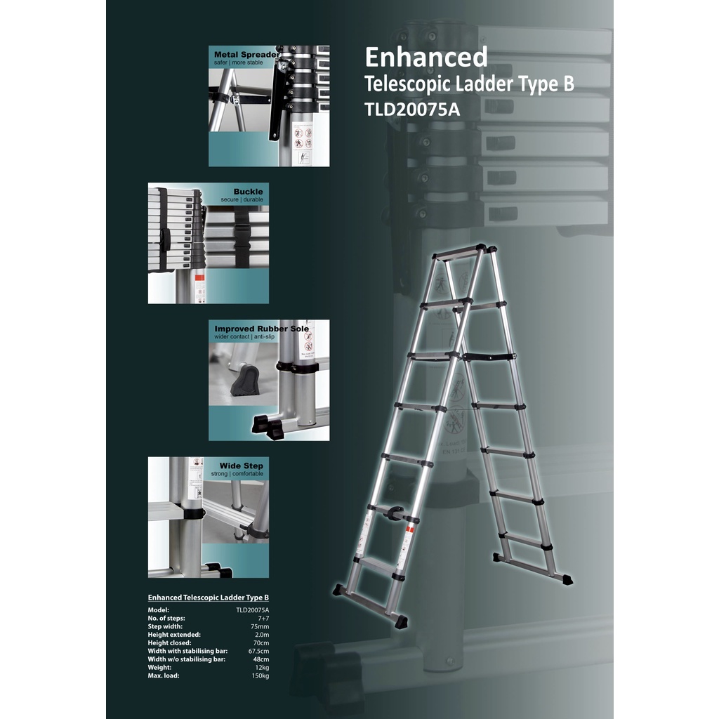Telescopic Ladders - Enhanced , Type B, Double-Sided Step Ladder ...