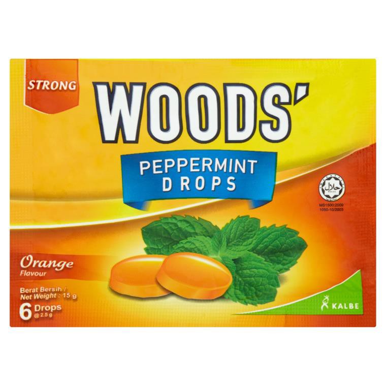 WOODS PEPPERMINT DROPS ORANGE FLAVOUR 6 X 2.5G (15G) | Shopee Singapore