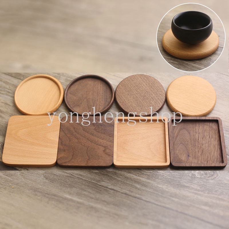 Creative Durable Wooden Coaster Tea Coffee Cup Mat Tray Placemat Non ...