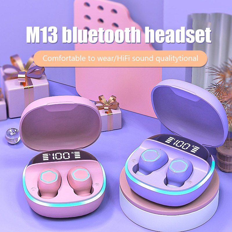 M13 TWS wireless Bluetooth headset 5.2 Smart touch digital display ...