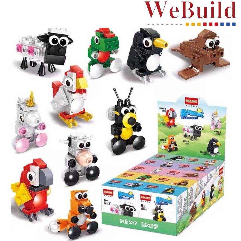 Animal mini figures cute building blocks (Set of 10) HSANHE 6033 横三和积木 ...