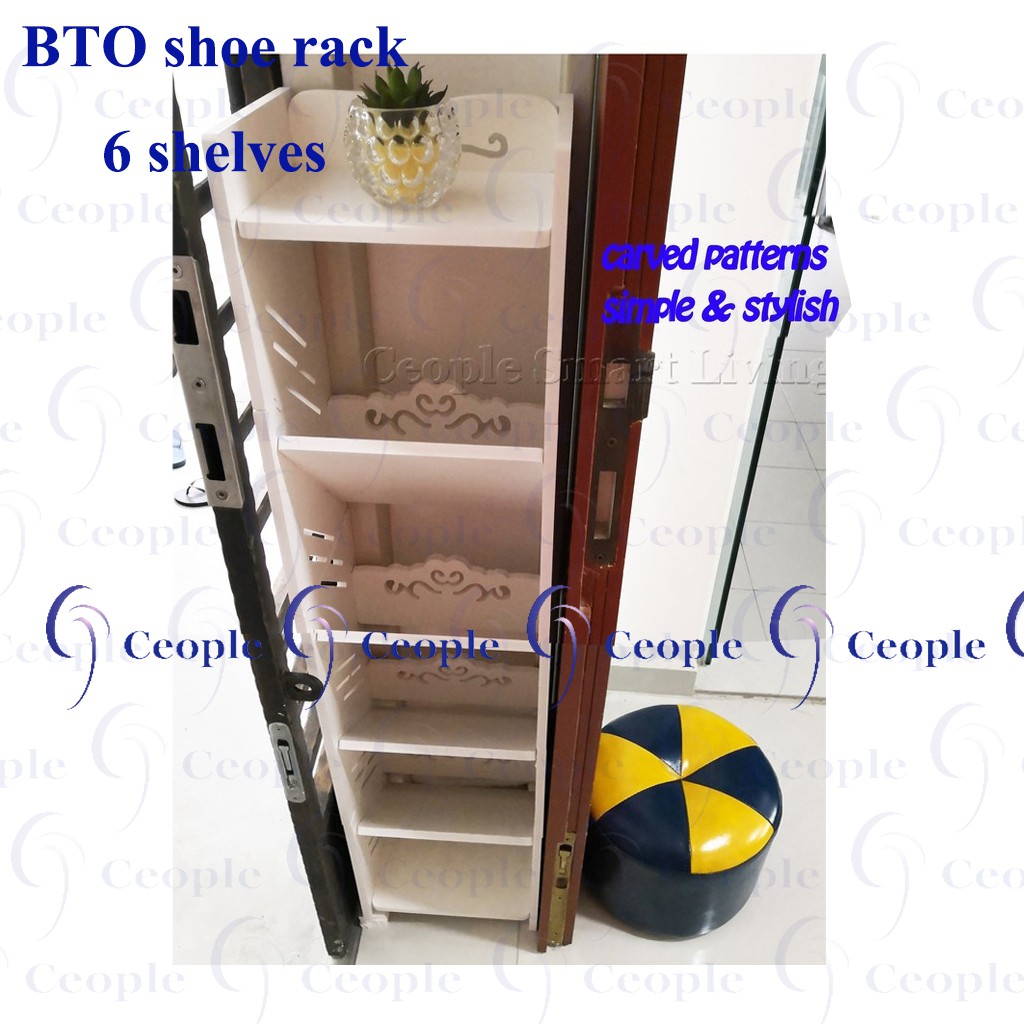 White BTO Shoe rack/HDB between gate and door shoe rack/DIY shoe rack ...