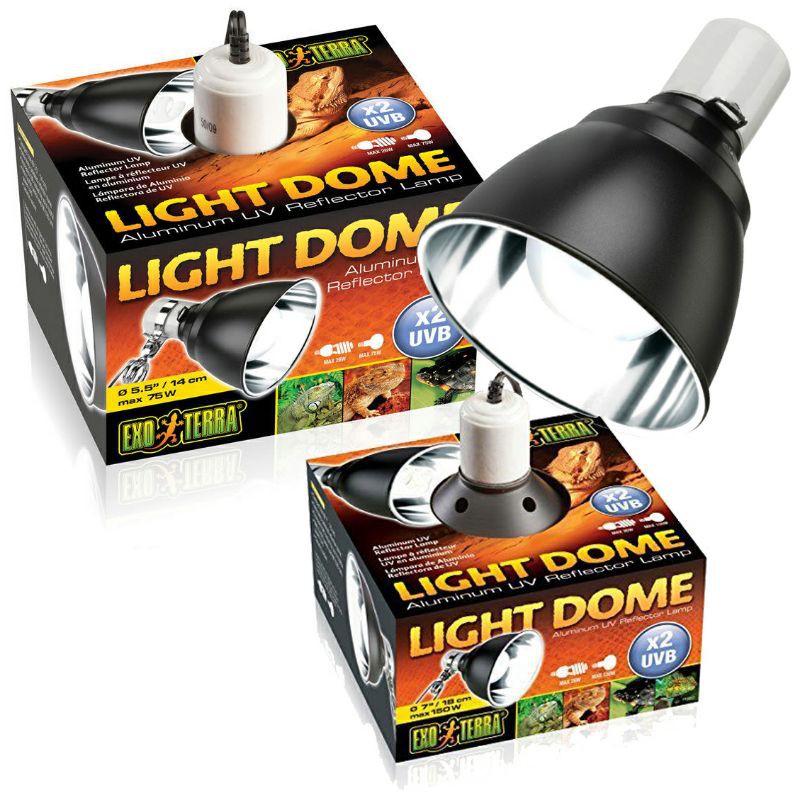 Exo Terra Aluminium Reptile Light Dome double x2 UVB fixture light bulb ...