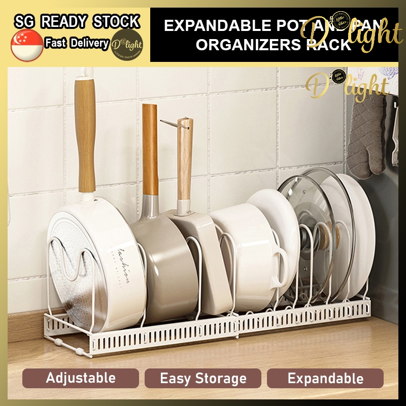 Expandable Pot and Pan Organizers Rack Retractable Pot Lid Storage ...