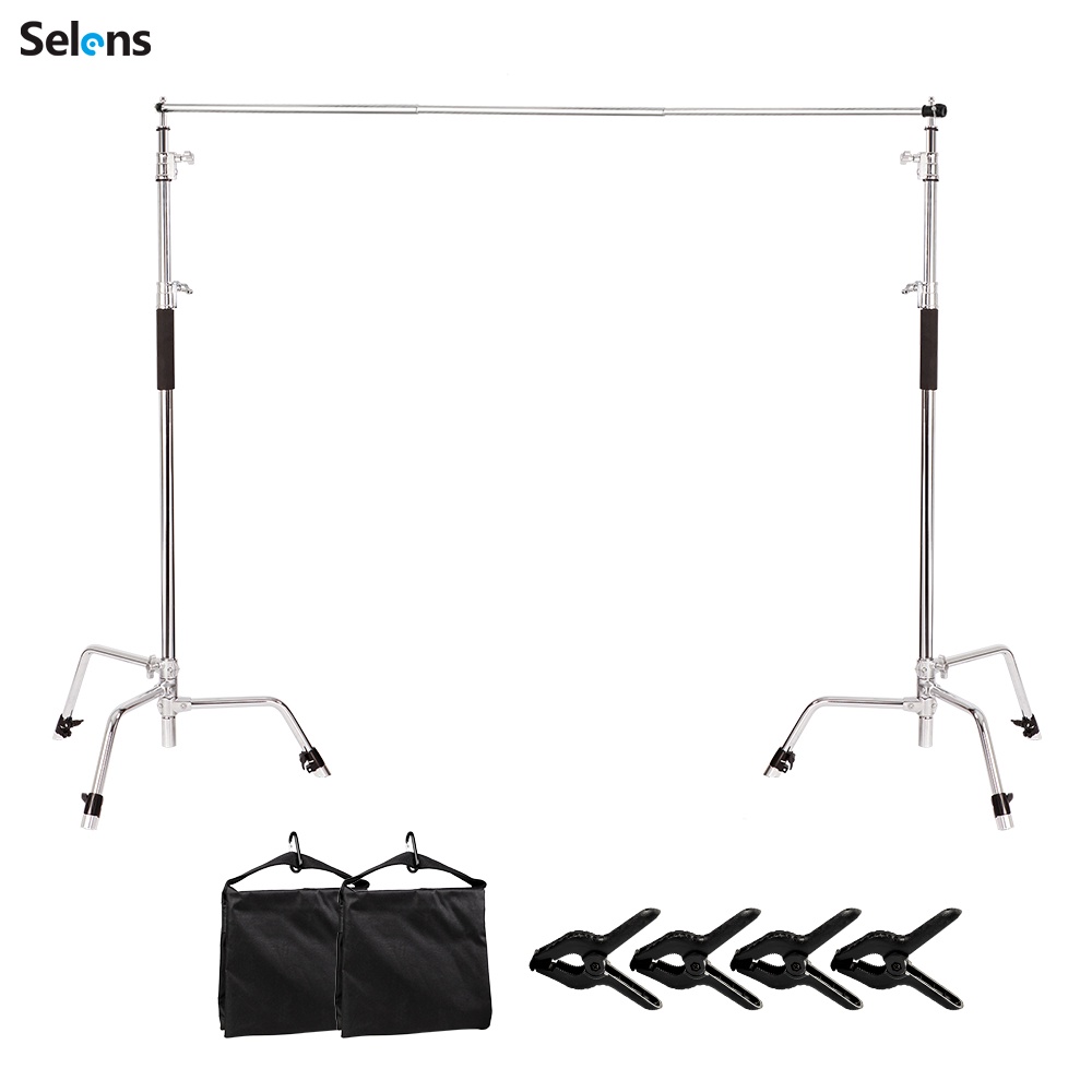 Selens Backdrop Stand Kit C Stand 3m With Wheels Rolling Caster ...