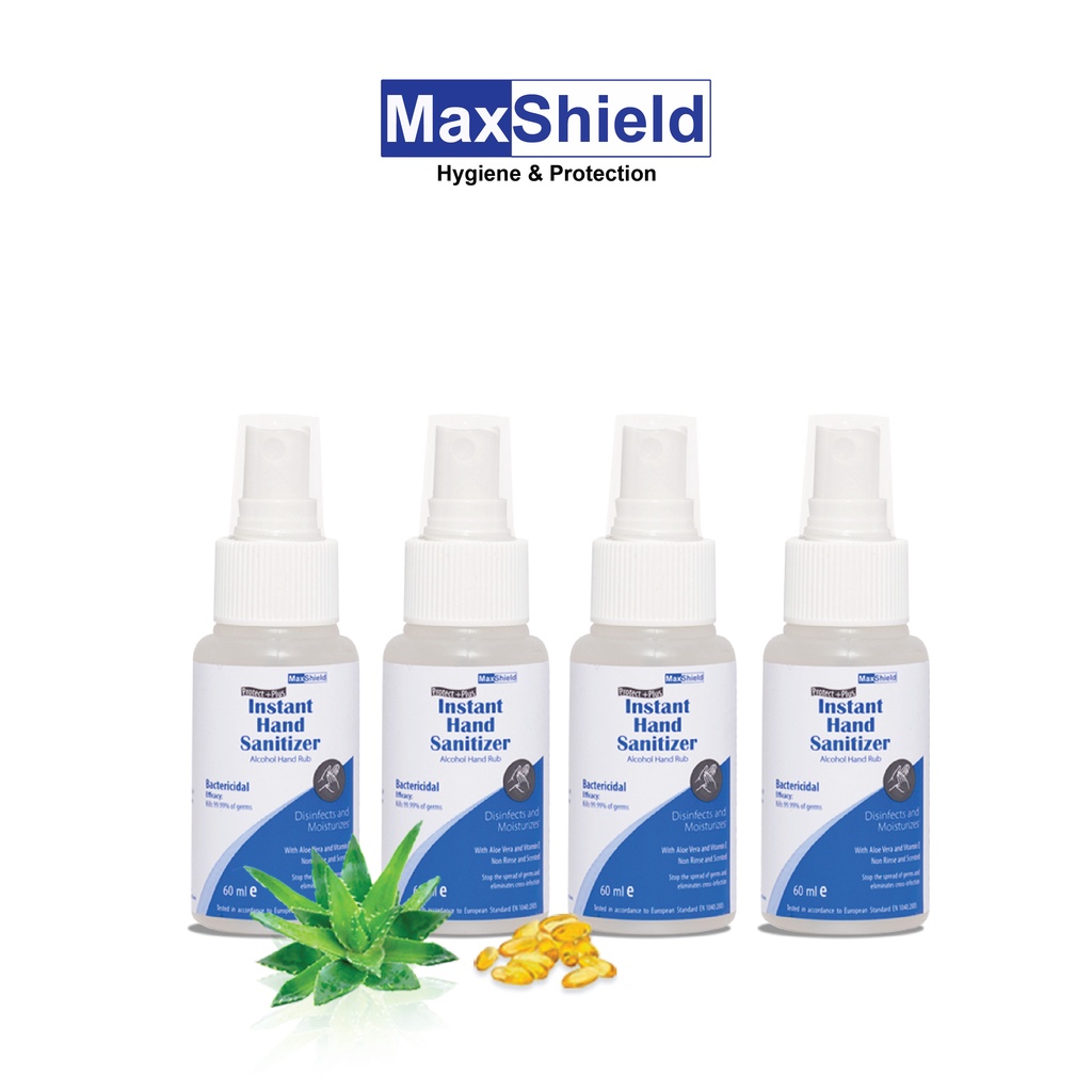 Maxshield Instant Hand Sanitizer (4 x 60ml) / Kill 99.99% of germs ...