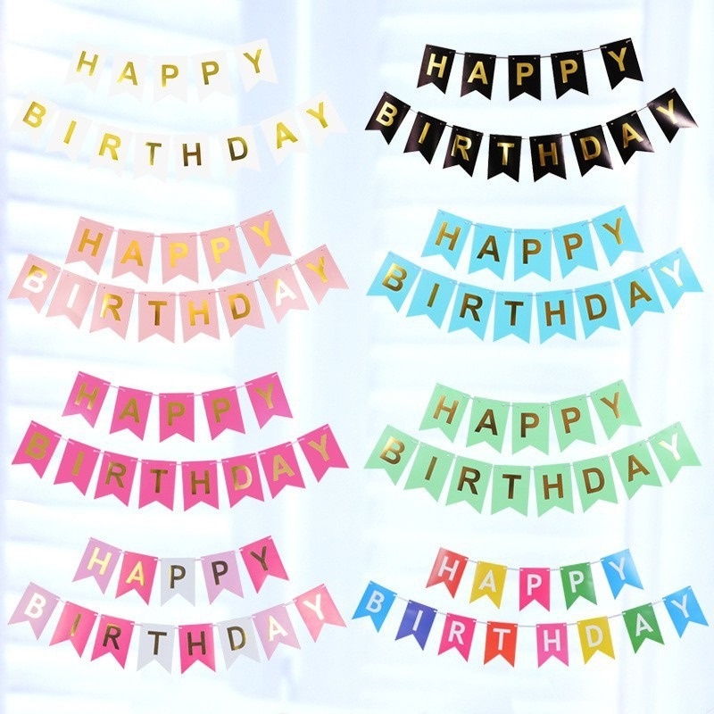 1 Set of Happy Birthday Banner Paper Flag Decoration Birthday Party ...