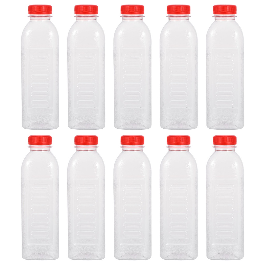 10Pcs 500ml Disposable Plastic Empty Bottles Transparent Bottles with ...