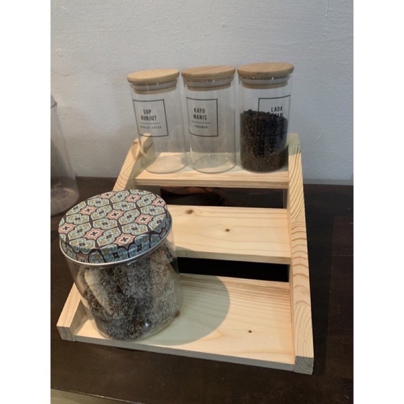 KAYU 3tier Spice Rack 8cm Depth | 8cm Width - 3-story Wooden Spice Rack ...