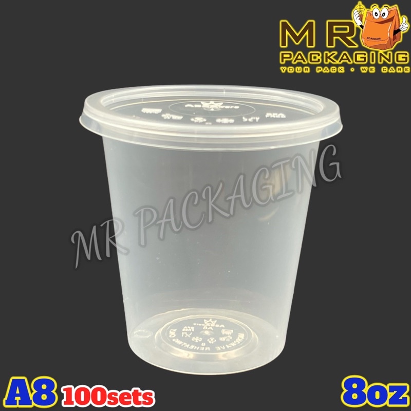 8oz PP Round Container [ 100pcs± ] ABBA A8 - Disposable Plastic PP Food Container - Thick - 8 oz ...