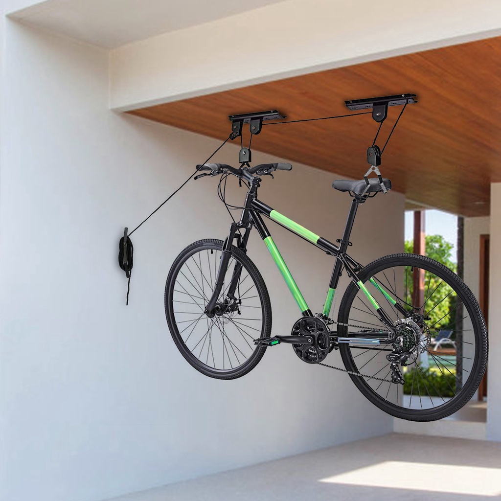 Bike Lift Ceiling Storage Mount 50LBS Load Bicycle Hoist Pulley Rack ...