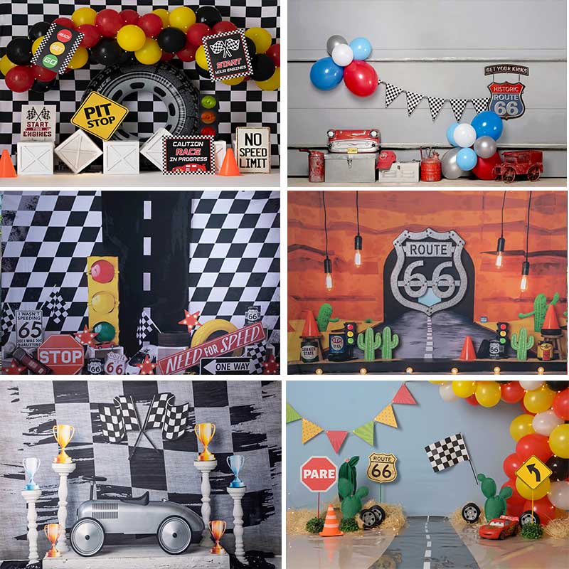 Race Cars Birthday Backdrop Photography Baby Shower Kids Children Route ...