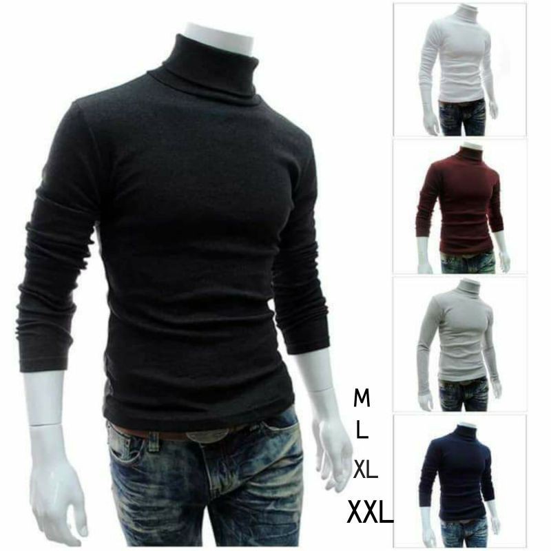 Turtleneck T-Shirt for Men and Women High Collar Long Sleeve Rib ...