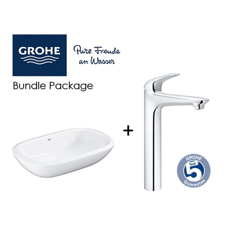 GROHE Eurostyle Counter Top Basin BUNDLE With Eurostyle Basin Mixer Tap ...
