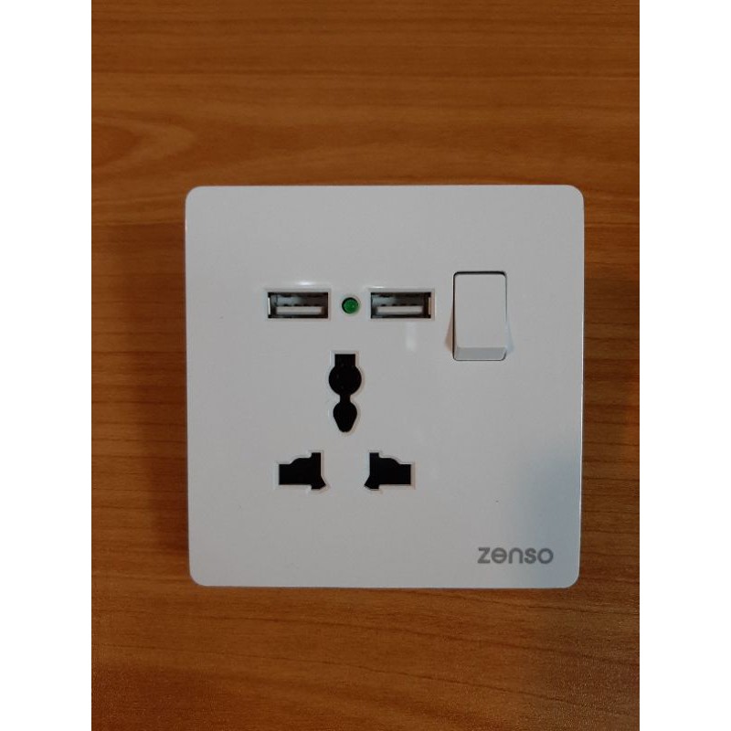Zenso Grande series 13A Universal switch socket with 2 USB plug (White ...