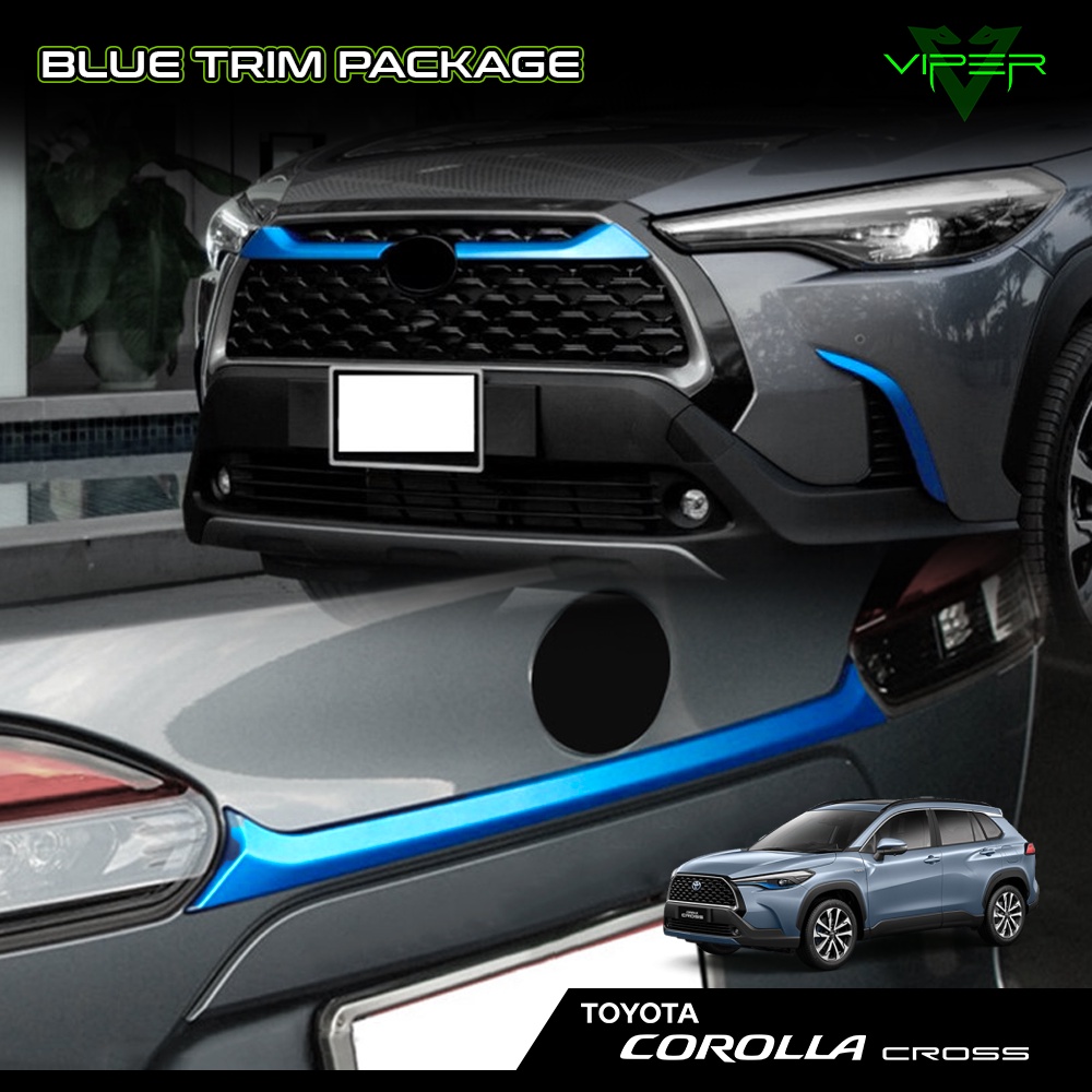 Toyota Corolla Cross 3 in 1 BLUE Trim Package Front Grille Fog Lamp ...