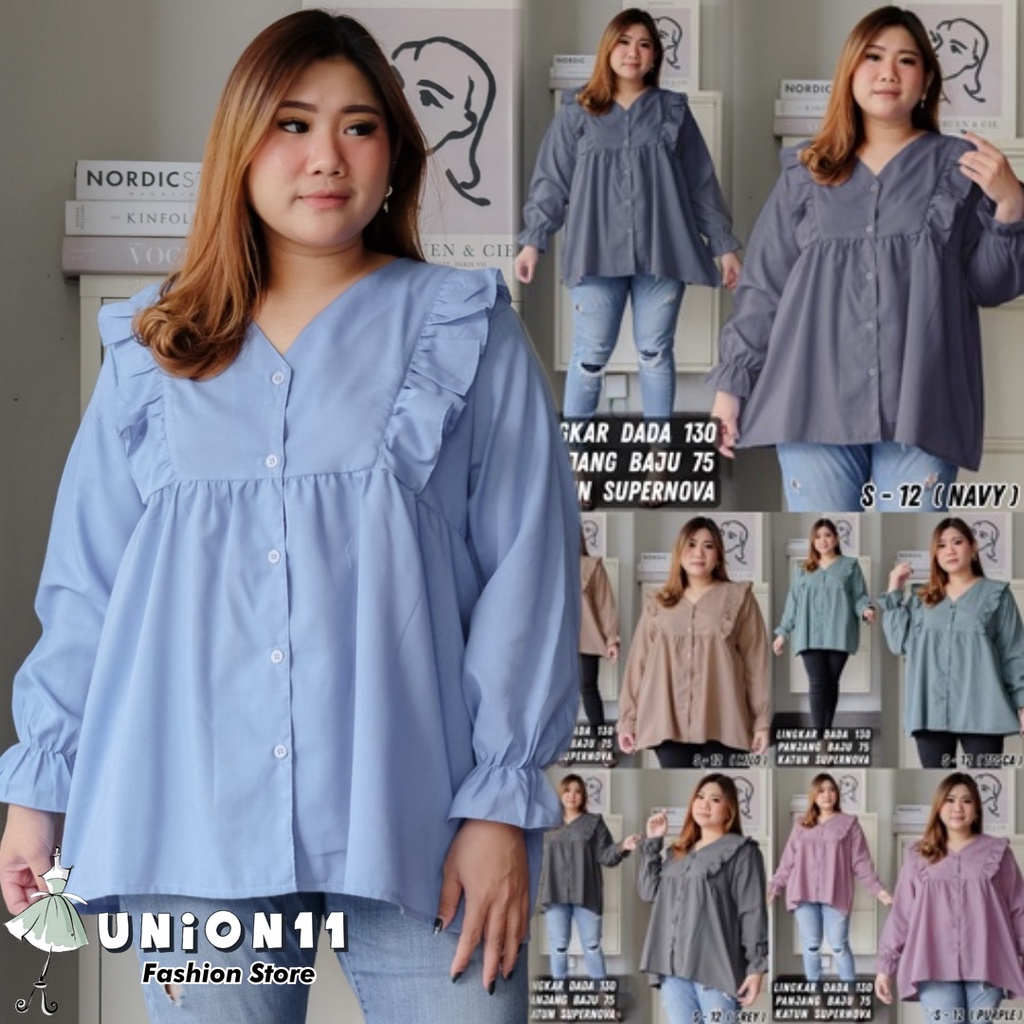 KEMEJA Union11 - Women's JUMBO Top LD 130/women's Big Size JUMBO Shirt ...