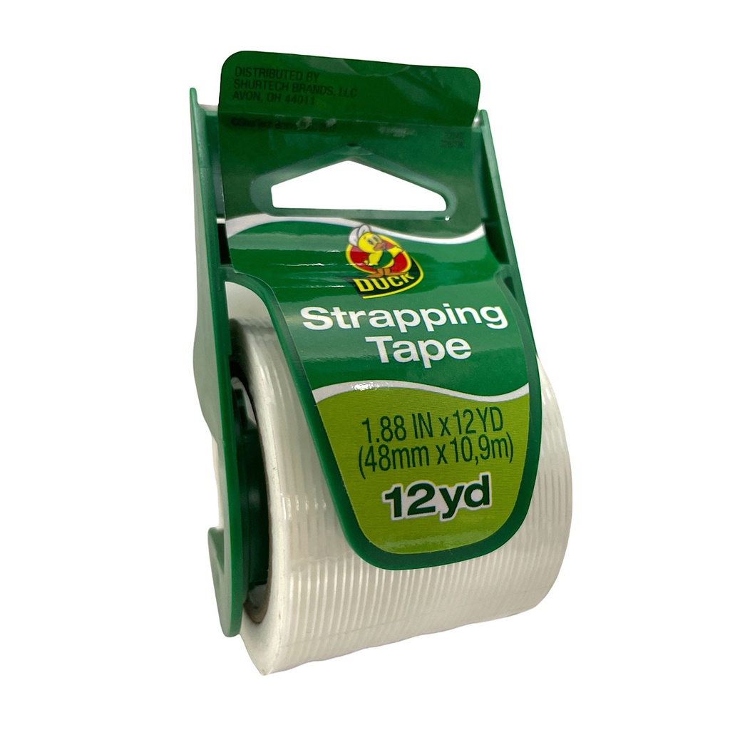 Duck Brand Heavy Duty Strapping Tape with Dispenser, White, 1.88in x ...