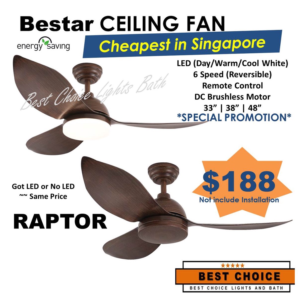 (CLIMATE VOUCHER) $188 Yes Basic Install - BESTAR Ceiling Fan LED ...