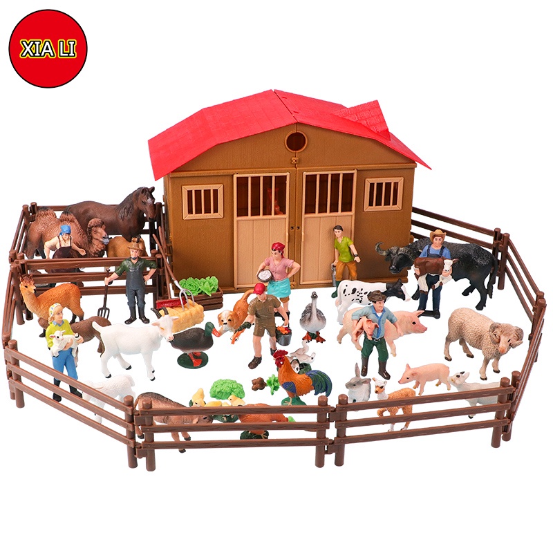 Simulation Poultry Animal Model Farm Animal Action Figure Toy With Barn ...