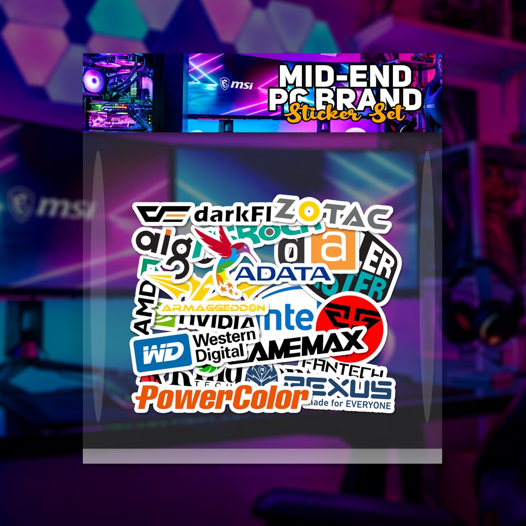 17 Mid-End Brand PC Sticker Pack Logo Stickers | Shopee Singapore