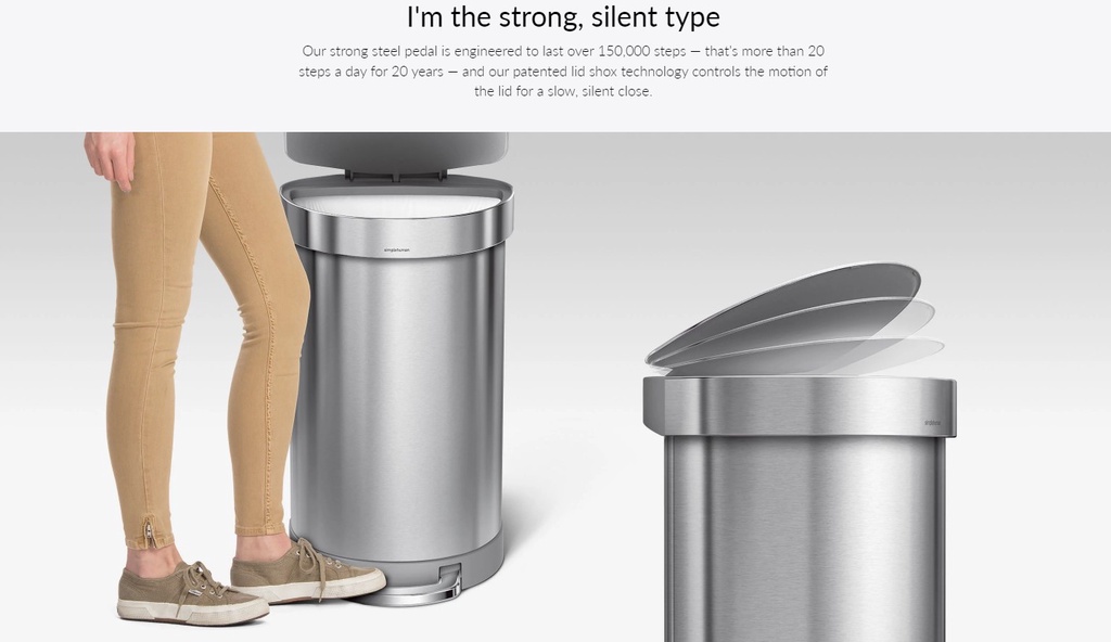 simplehuman 45L Semi-Round Step Trash Bin | Shopee Singapore