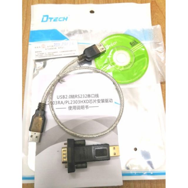 Dtech USB to RS232 DB9 Serial Adapter and Extenxion Cable 45cm - M/M ...