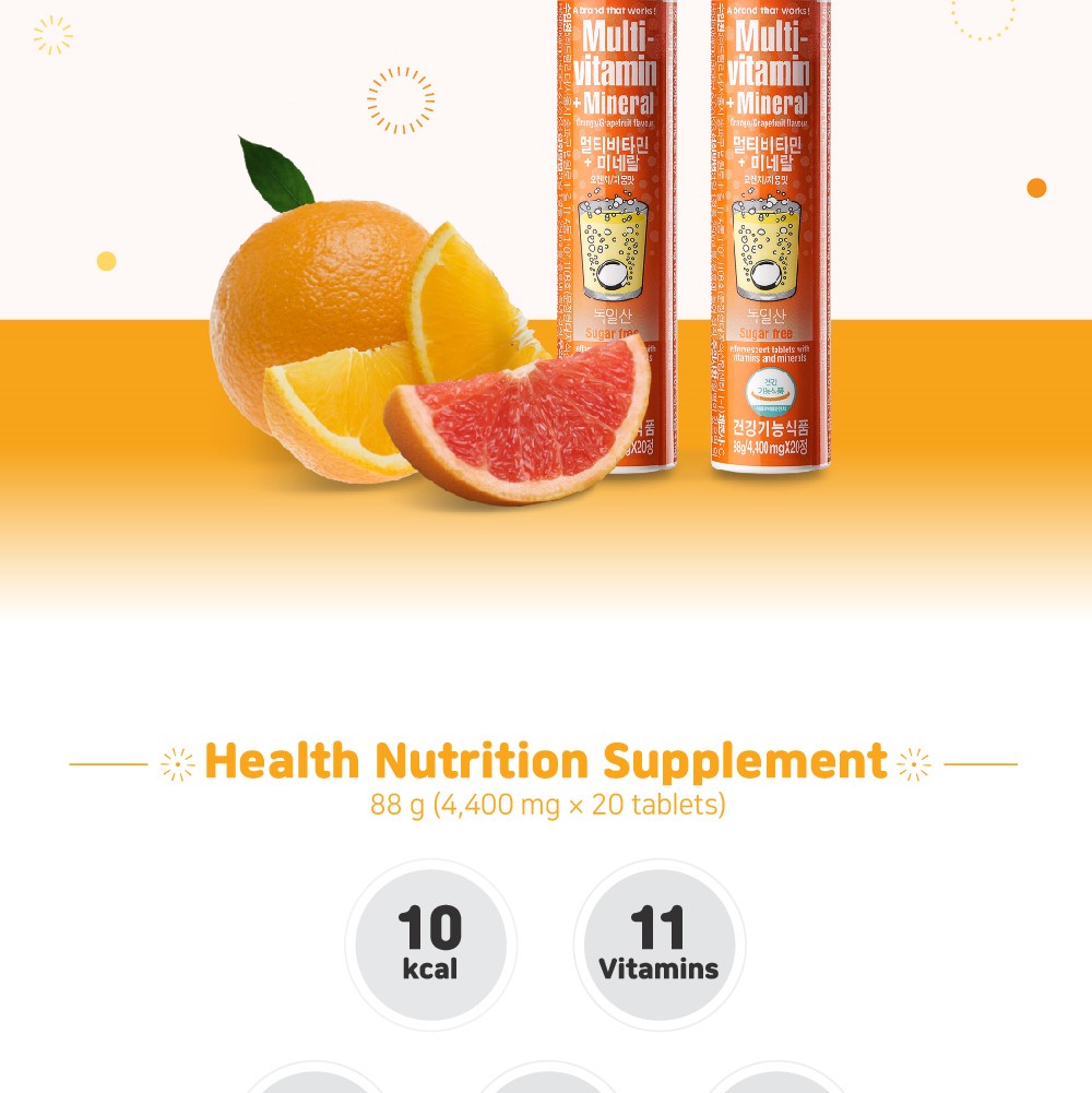 Sunlife Multivitamin + Mineral Orange & Grapefruit flavours (20 tablets ...