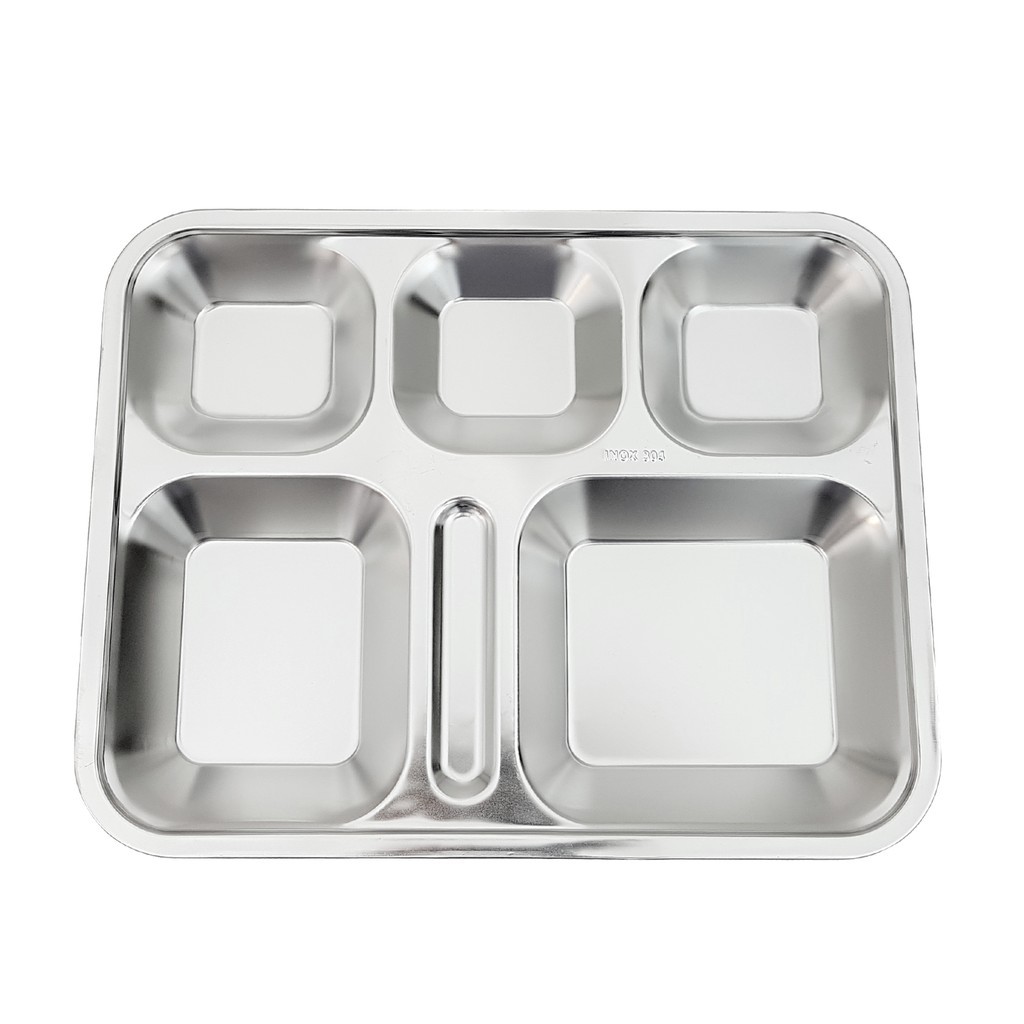 304 stainless steel 5-compartment rice tray (with lid) | Shopee Singapore