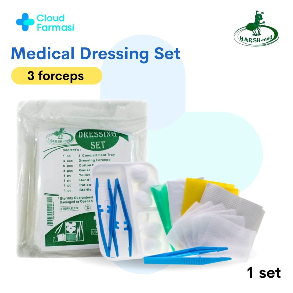 [Cloud Farmasi] Harsh-Med Wound Dressing Set with Forceps Sterile ...