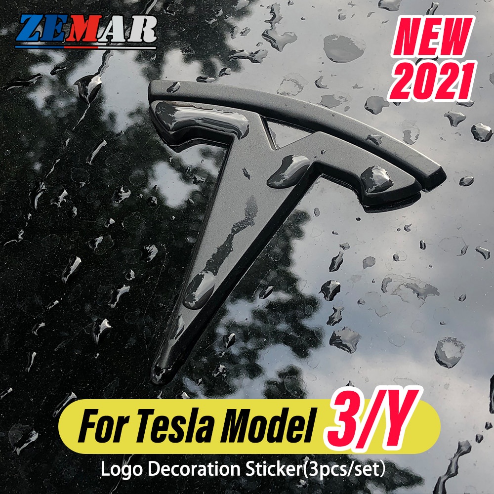 3pcs/set Tesla Model 3/Y 2021 Logo Sticker ABS Steering Wheel Front ...