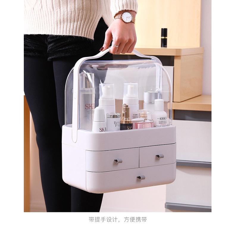 [Ready Stock] Cosmetic Organizer Anti Dust Storage Box With Drawer ...