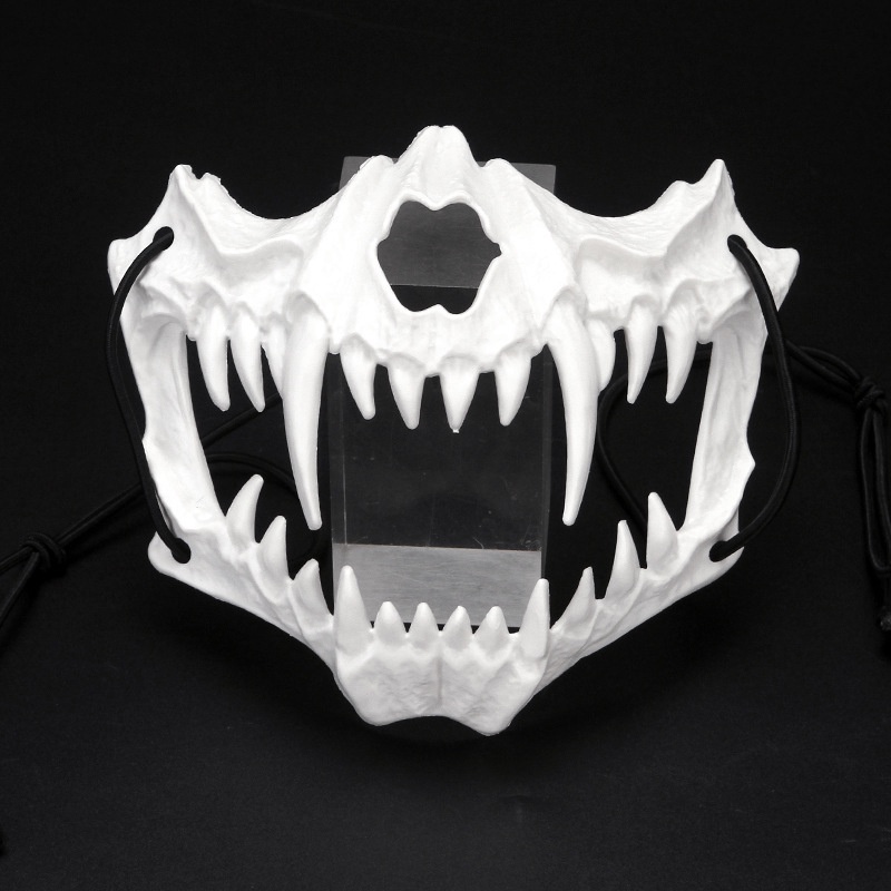 Halloween Skeleton Werewolf Long Teeth Demon Half Face Mask/ Halloween ...