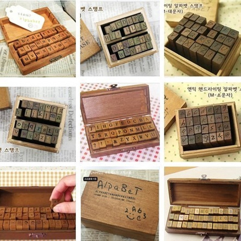 Cursive Digital English Stamp Wooden AlPhaBet Letters Seal Set Stamps ...