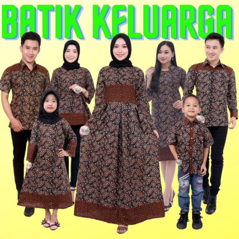 Batik Family - Batik Couple Muslim Family Motif Batik Mataram Dad ...
