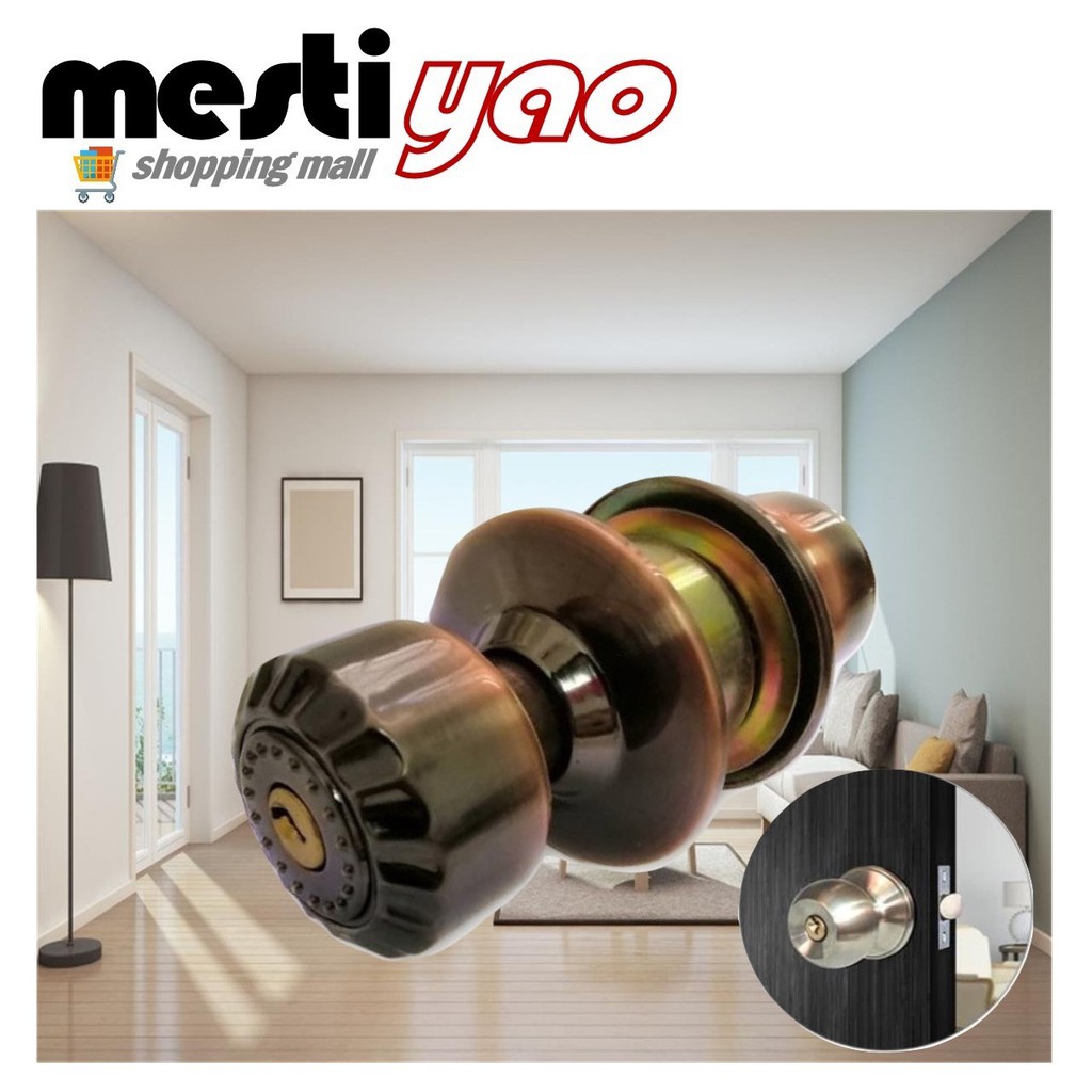 LT Cylindrical Lock Round Ball Door Knob Set/JTC 9980MB Black ...