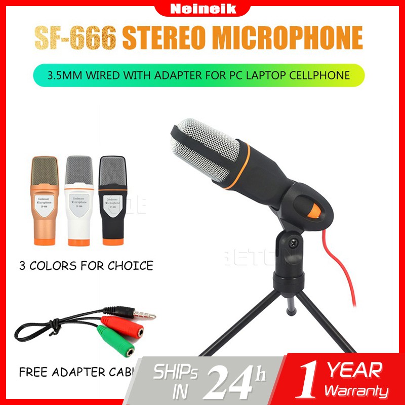 3.5mm Audio Wired Stereo Capacitor SF-666 Microphone Studio Recording ...