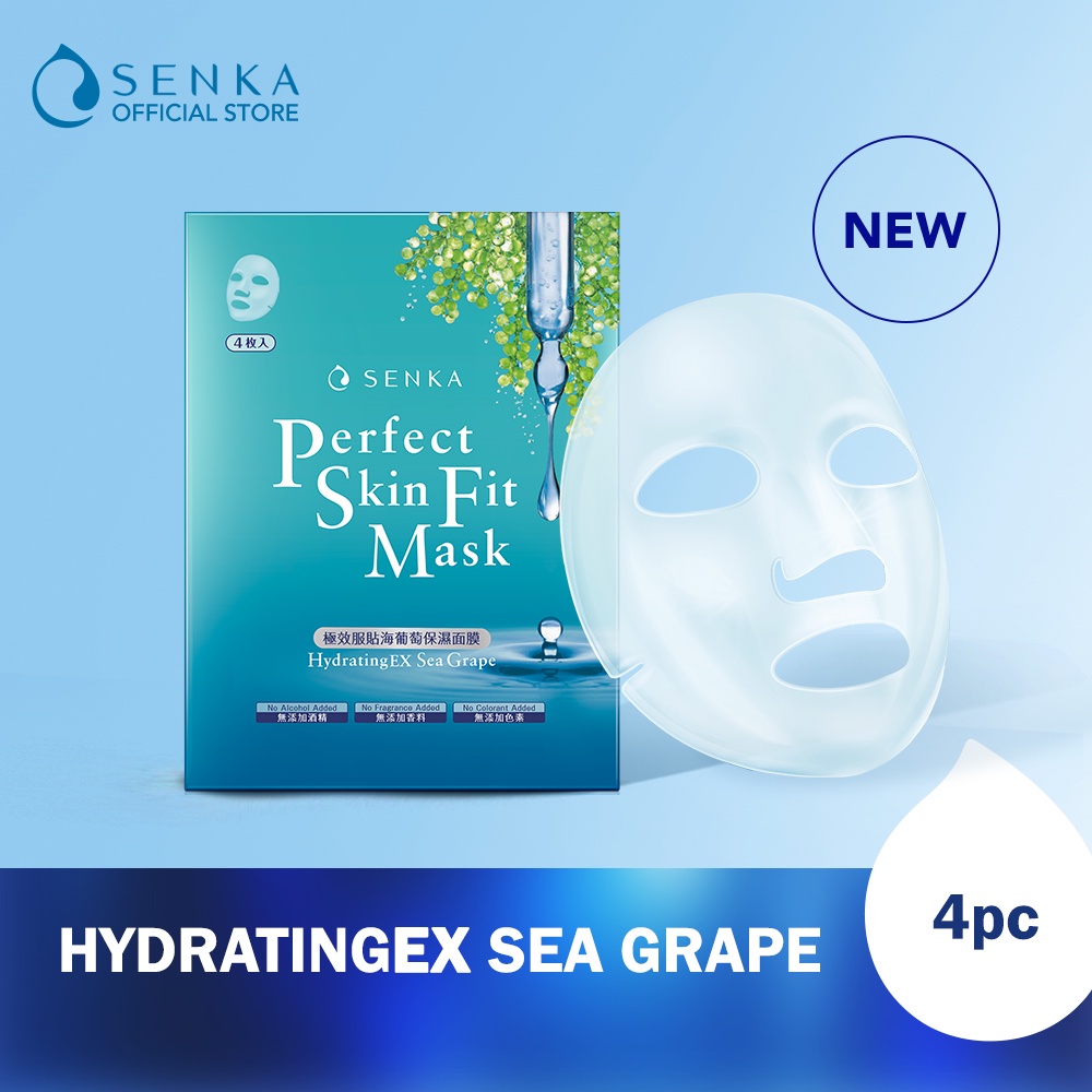 Senka Skin Fit Mask Hydrating Sea Grape 4Pc | Shopee Singapore