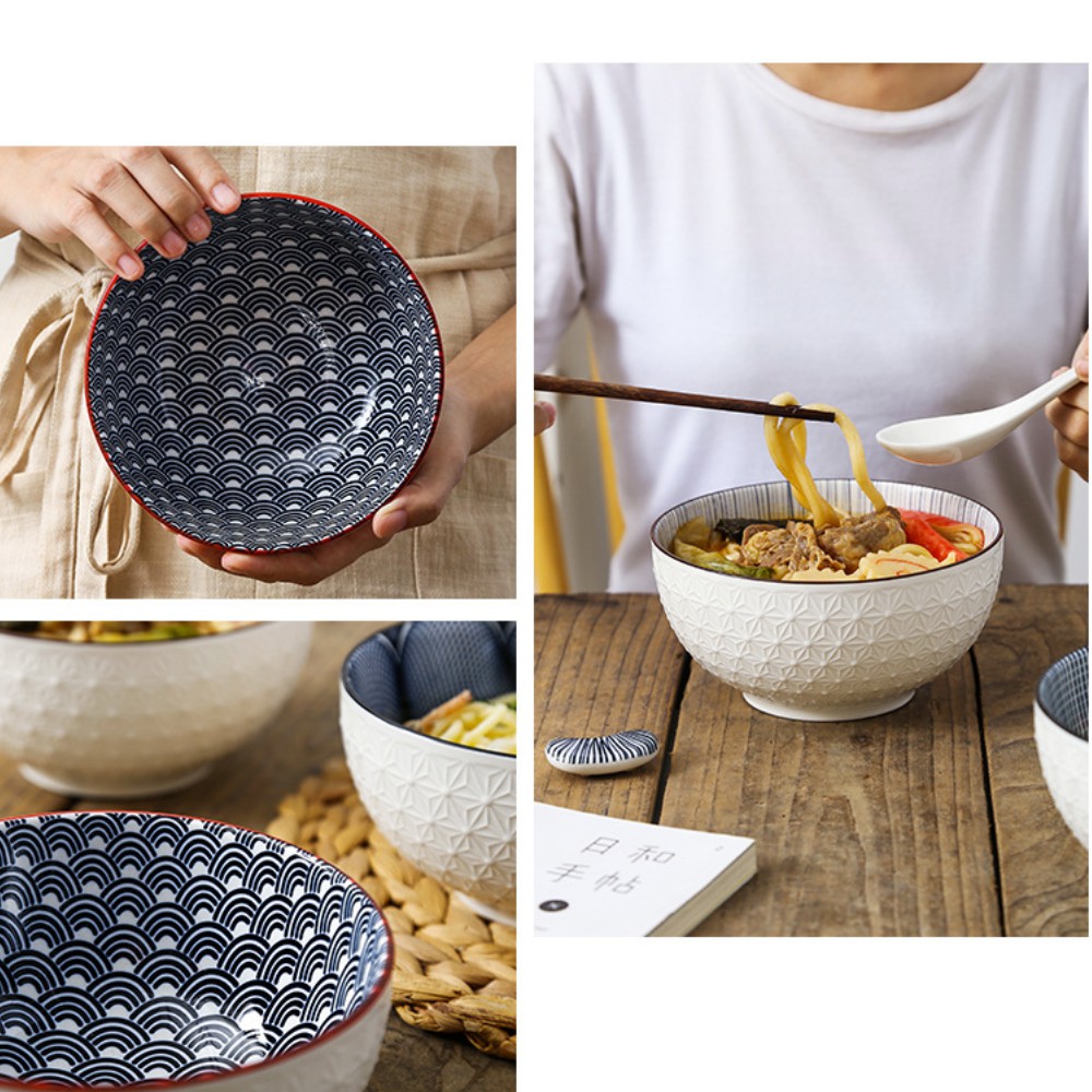 【SG】4.5'' 6'' 7'' 8" 9" Ceramic Bowl for Rice Noodle Ramen Soup Salad ...