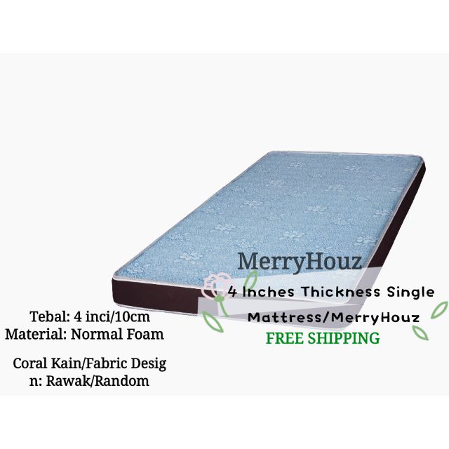 Tilam Single 4 Inches inci Single Mattress Normal Foam/Tilam Single ...