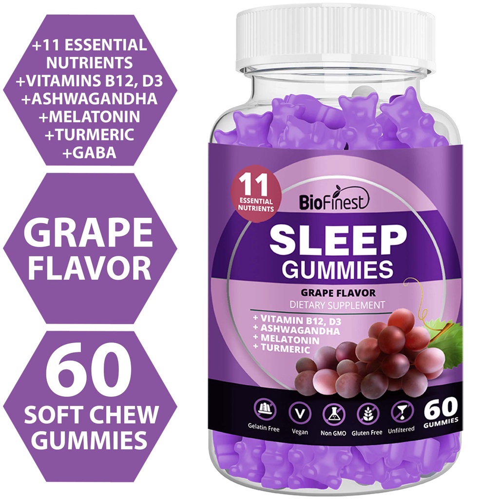 Biofinest Sleep Gummy Supplement - Melatonin Ashwagandha Turmeric ...